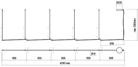 Redo group Redo Stick, závěsné svítidlo LED 48W 3000K, stmívatelné, matná mosaz, délka 5x86cm