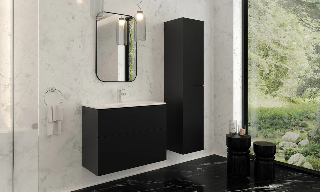 Deante Prizma, vysoká závěsná skříňka 350x350x1600 mm, černá matná, DEA-SDI_NSL1