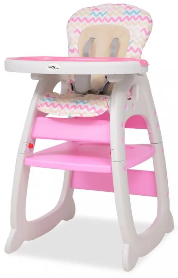 Dětská jídelní židlička 3v1 se stolkem Dekorhome Růžová