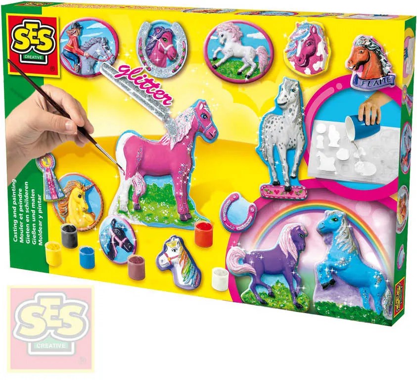 SES CREATIVE Koně odlévání a malování kreativní set se sádrou a doplňky 01155