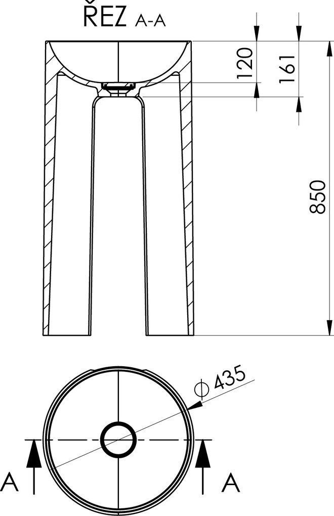 Sapho Sapho, ALTONA Volně stojící umyvadlo pr.43,5x85cm, litý mramor, bílá mat, AT435