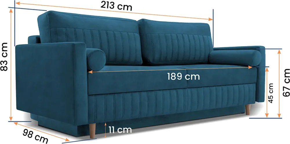 IDZ Rozkládací pohovka SIENA, 213 cm Barva látky: Grafit (Cloud 97)
