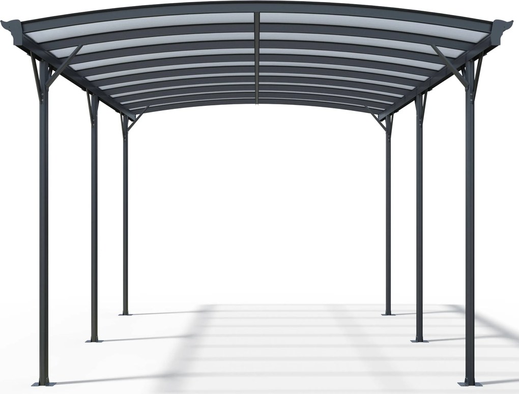 Přístřešek na auto BestBerg BBCP-CP8 / 17,3 m² / 576 x 300 x 219 cm / antracit/šedá