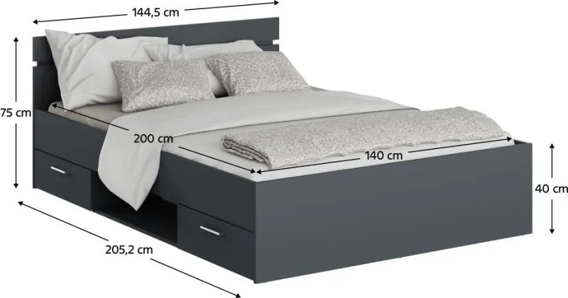 Postel MICHIGAN NEW 140x200, grafit Kondela 0000373281