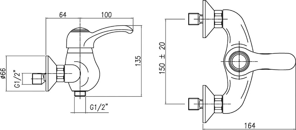 SAPHO KIRKÉ nástěnná sprchová retro baterie, zlato KI11Z