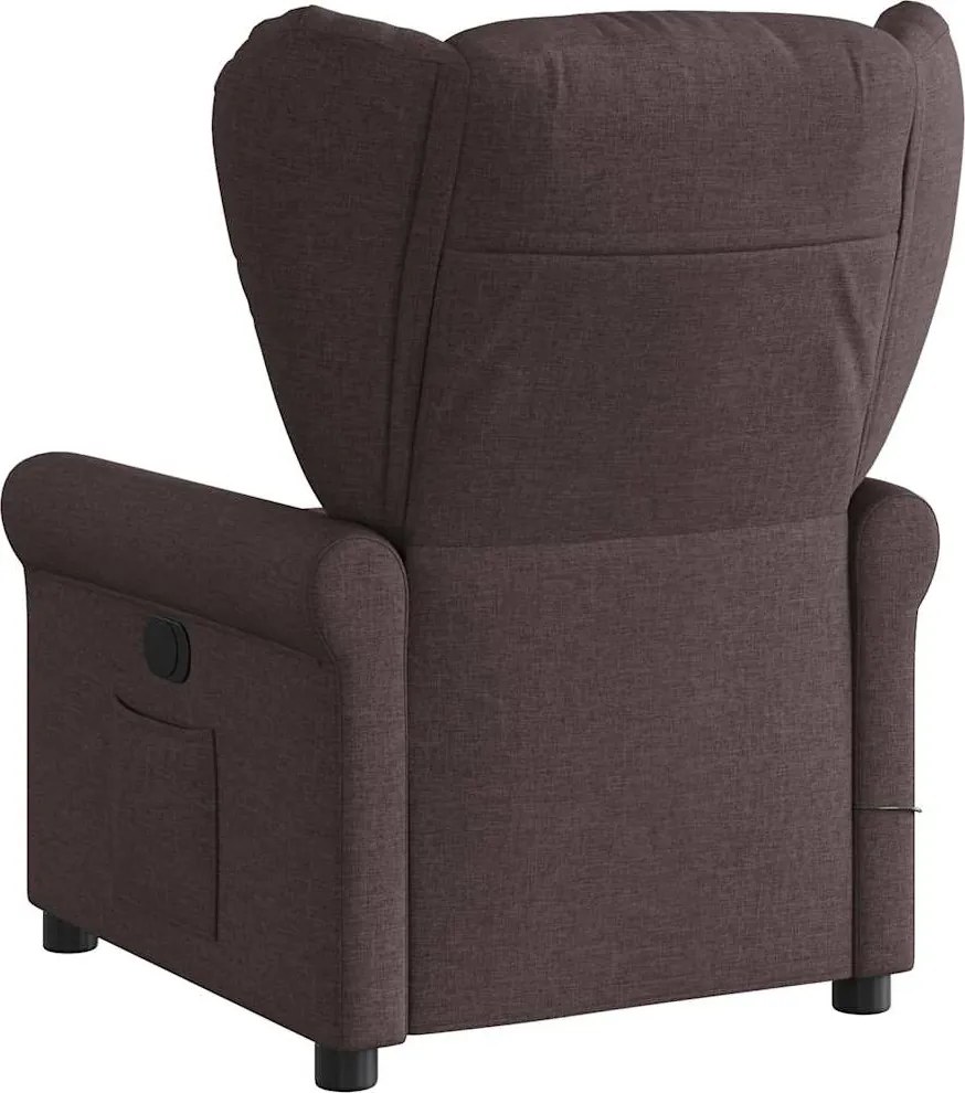 Elektrické masážní polohovací křeslo tmavě hnědé textil 3303369