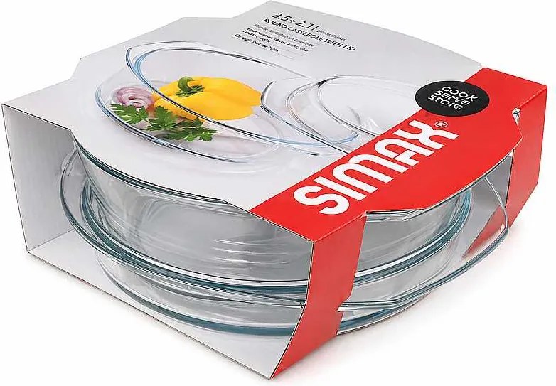 Simax Pekáč kulatý s víkem 2,5 l + 1,2 l