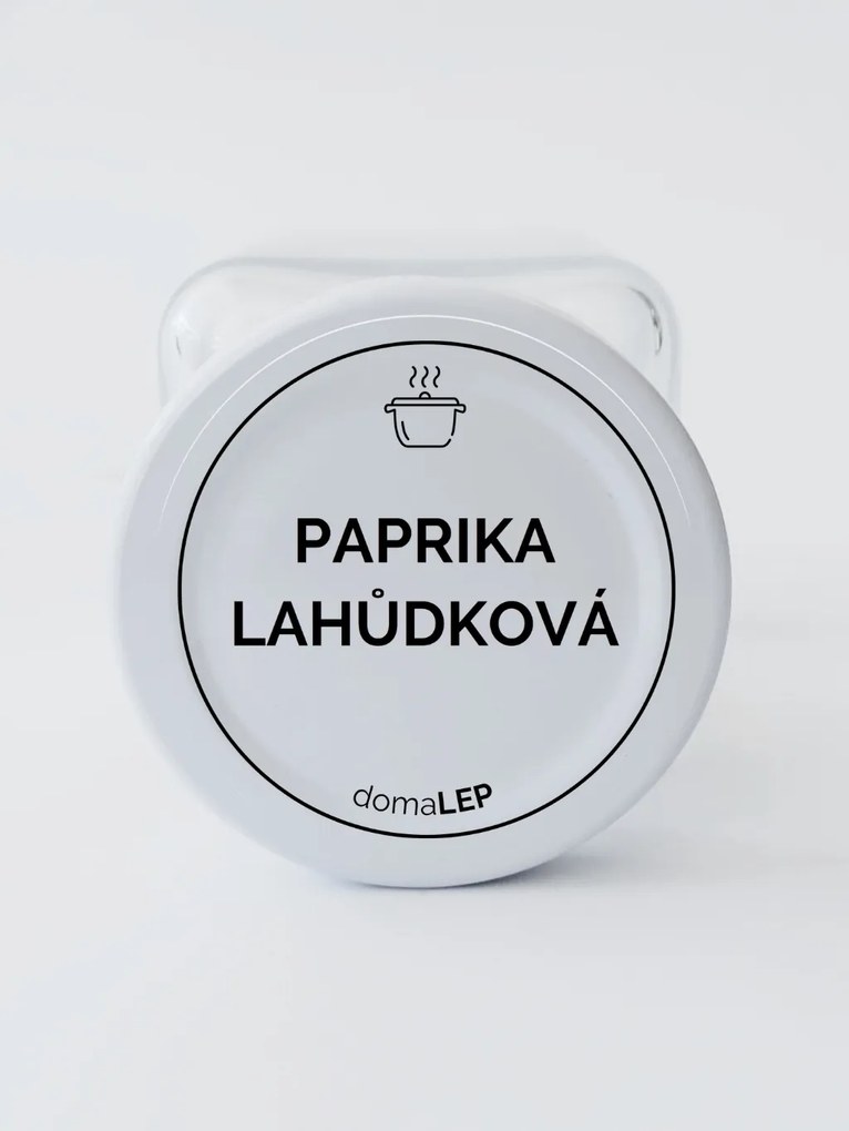 Samolepka na kořenky PAPRIKA LAHŮDKOVÁ průhledná 5 cm tučné písmo