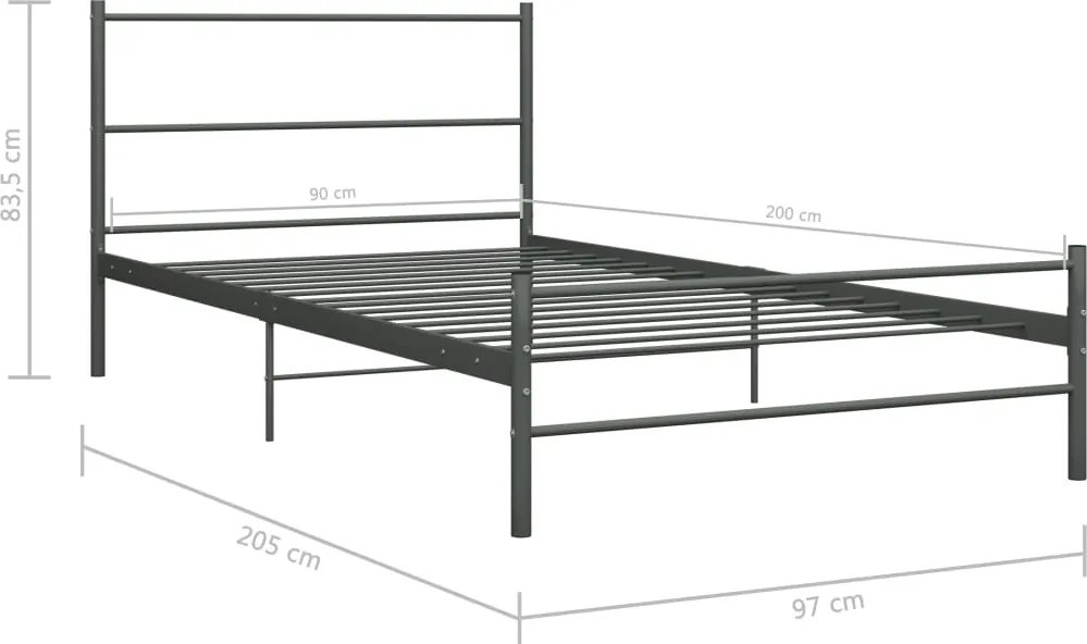 vidaXL Rám postele kovový 90 x 200 cm [286493] Barva: Černá