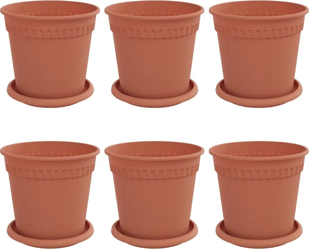 Květináče 6 ks Cihlově červená Plast 3403256