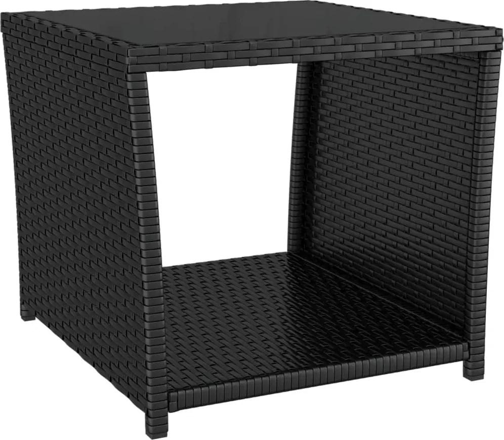 vidaXL Konferenční stolek 45 x 45 x 40 cm polyratan a sklo [319560] Barva: Béžová