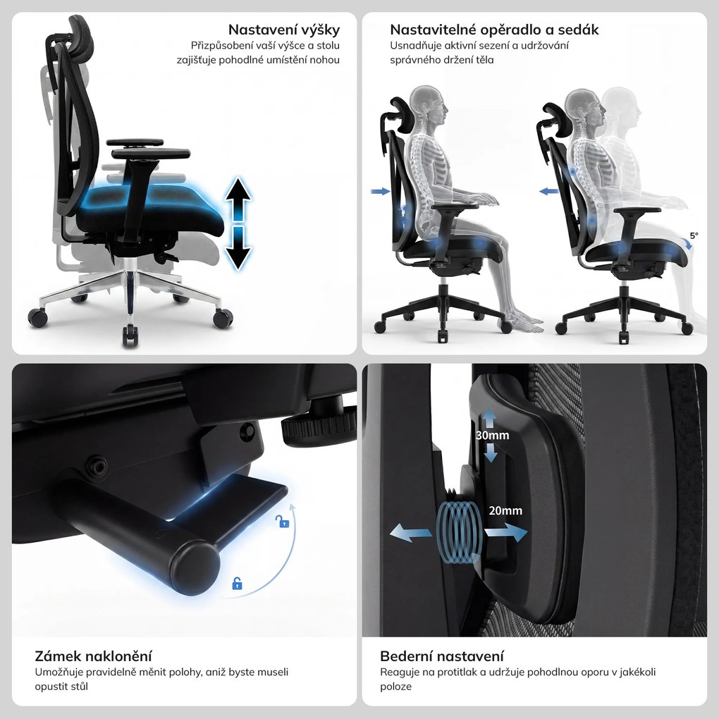 Ergonomická otočná kancelářská židle, světle béžová: VECTOR