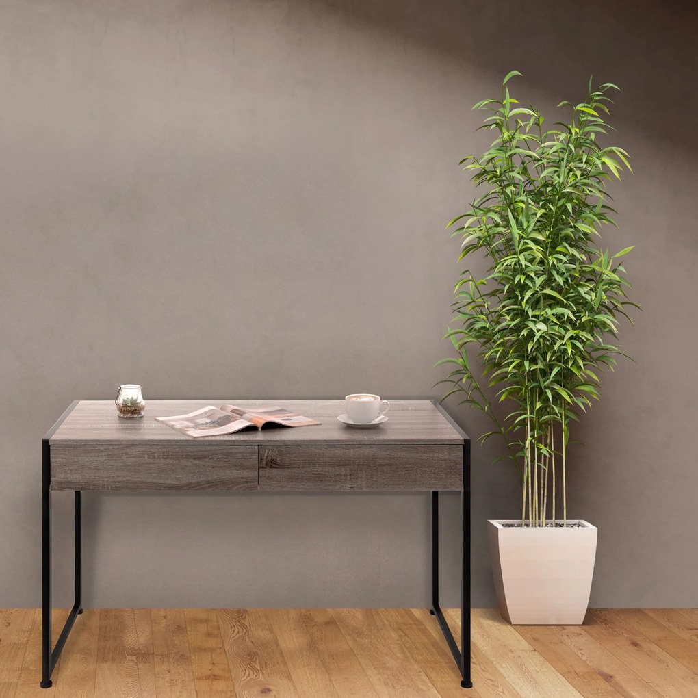 Tutumi, designový kancelářský stůl pro počítač 123x60x76 cm R20FFTDSK002, černá-dub sonoma Tabac, MEB-07010