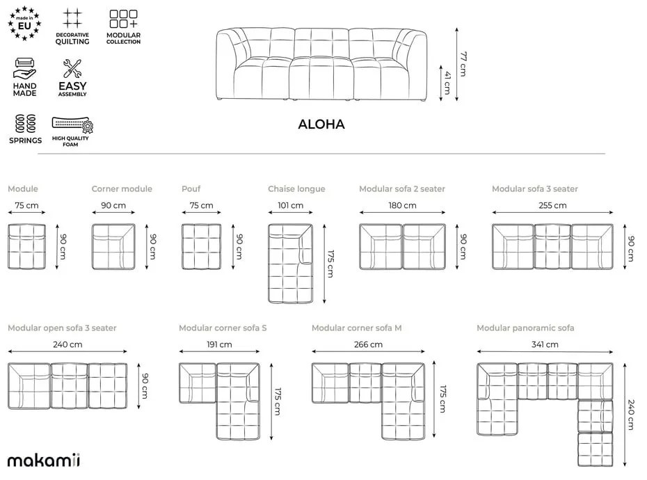 Bílá podnožka z textilie bouclé Aloha – Makamii