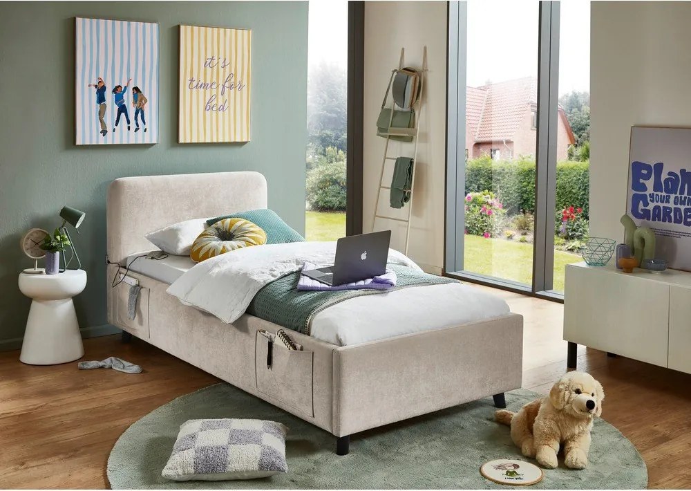 Béžová dětská postel s úložným prostorem s roštem 90x200 cm Cosy – Meise Möbel