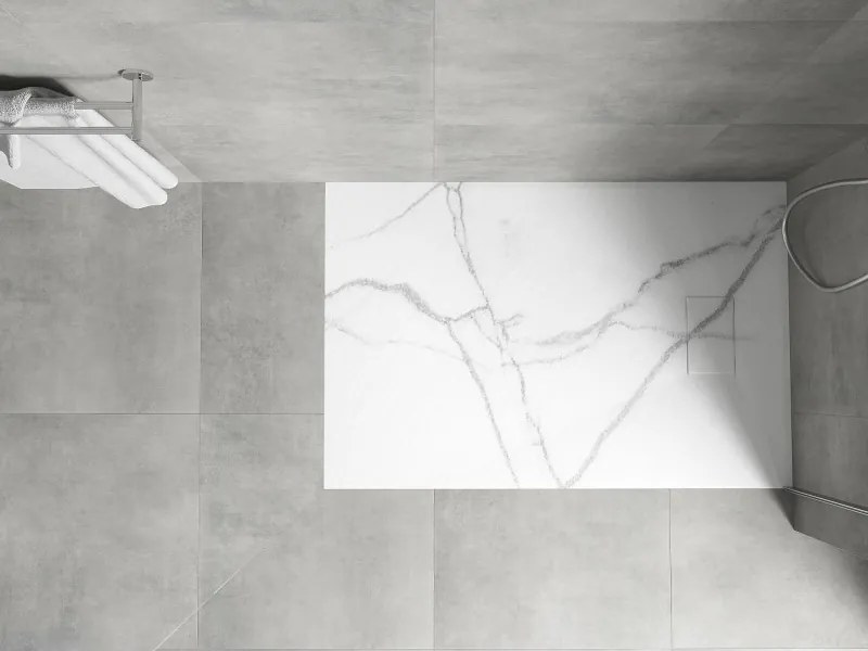 Mexen Hugo, obdélníková sprchová vanička, SMC, 110x80cm, imitace kamene – bílá, 42158011