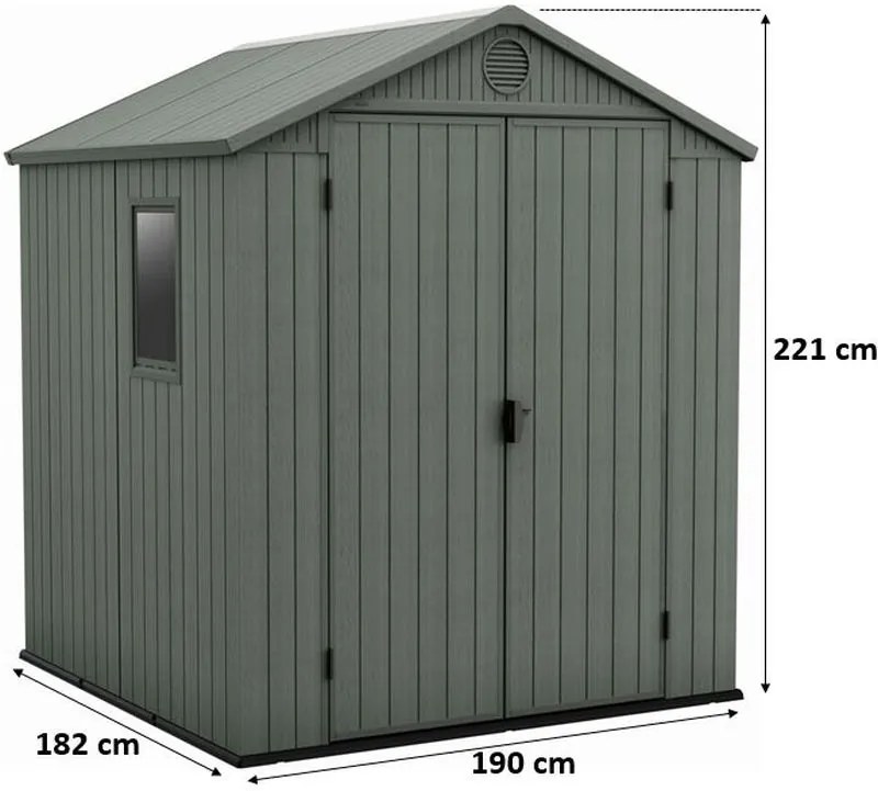 KETER DARWIN 6 x 6 zahradní domek, 190 x 182 x 221 cm, zelený 17210353