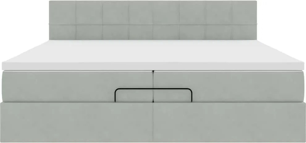 Osmanský rám postele s matrací světle šedá 200x200 cm samet 3311795