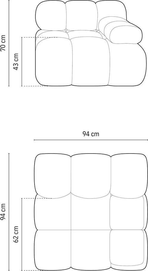 Béžový modul pohovky z textilie bouclé (pravý roh) Bellis – Micadoni Home