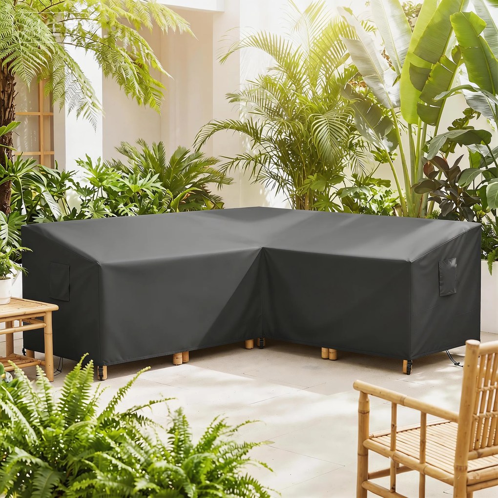 Outsunny Ochranný kryt na zahradní nábytek Winterproof Voděodolný kryt ve tvaru V s ochranou proti UV záření 420D Oxford 216x216x78 cm černý