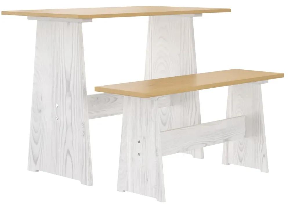 Jídelní stůl s lavicí medově hnědý a bílý masivní borové dřevo - Default Title