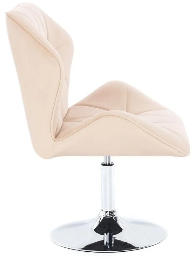 LuxuryForm DESIGN Otočná židle MILANO MAX VELUR na stříbrném talíři - krémová
