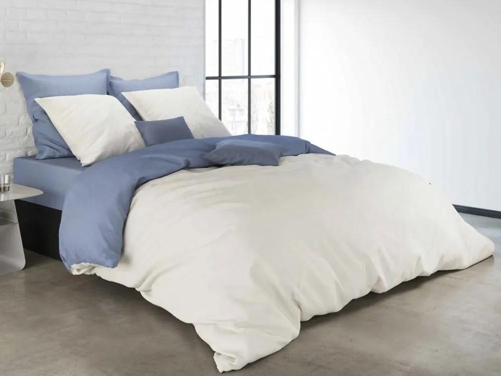 Mistral Home povlečení bavlněný perkál Doubleface sv. modrá/bílá - 220x200 / 2x70x90 cm