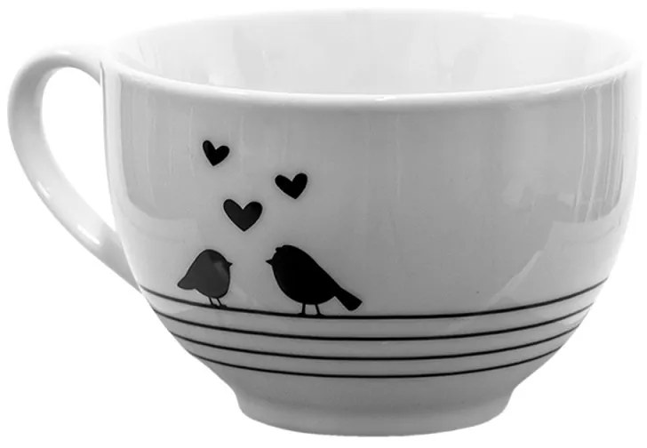 Porcelánový šálek s podšálkem bílý Birds 220 ml (Clayre &amp; Eef)