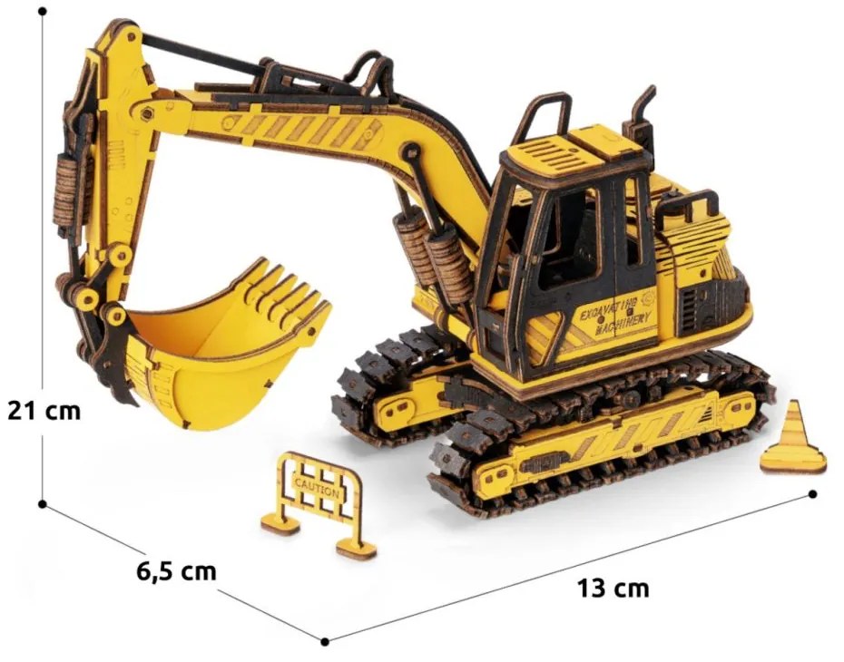 ROBOTIME Rokr 3D dřevěné puzzle Bagr 395 ks