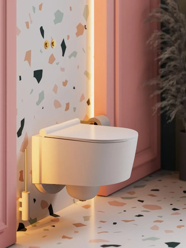 UPTrend Závěsný WC komplet bez příruby CORONA TR2197 včetně Soft-Close sedátka, bílá lesk
