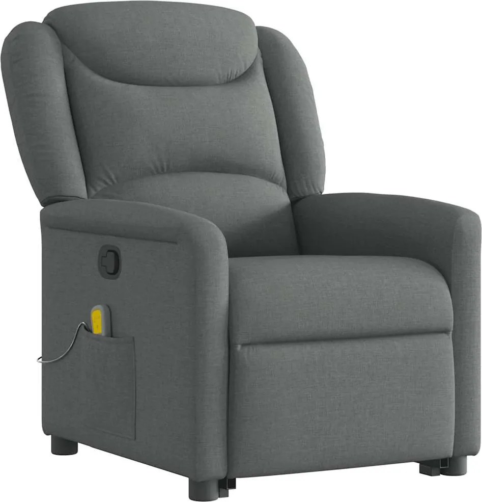 Zvedací masážní polohovací křeslo tmavě šedé textil 3303205
