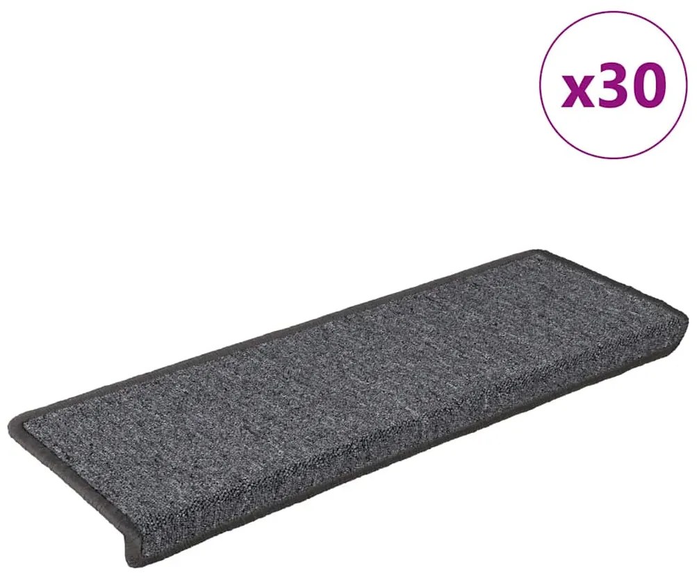 Schodové rohože 30 ks 65 x 21 x 4 cm tmavě šedé s obdélníkovým okrajem 3365777