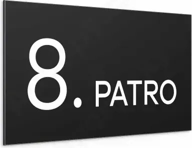 ACCEPT Označení podlaží "8. PATRO" - stříbrná tabulka - černý popis