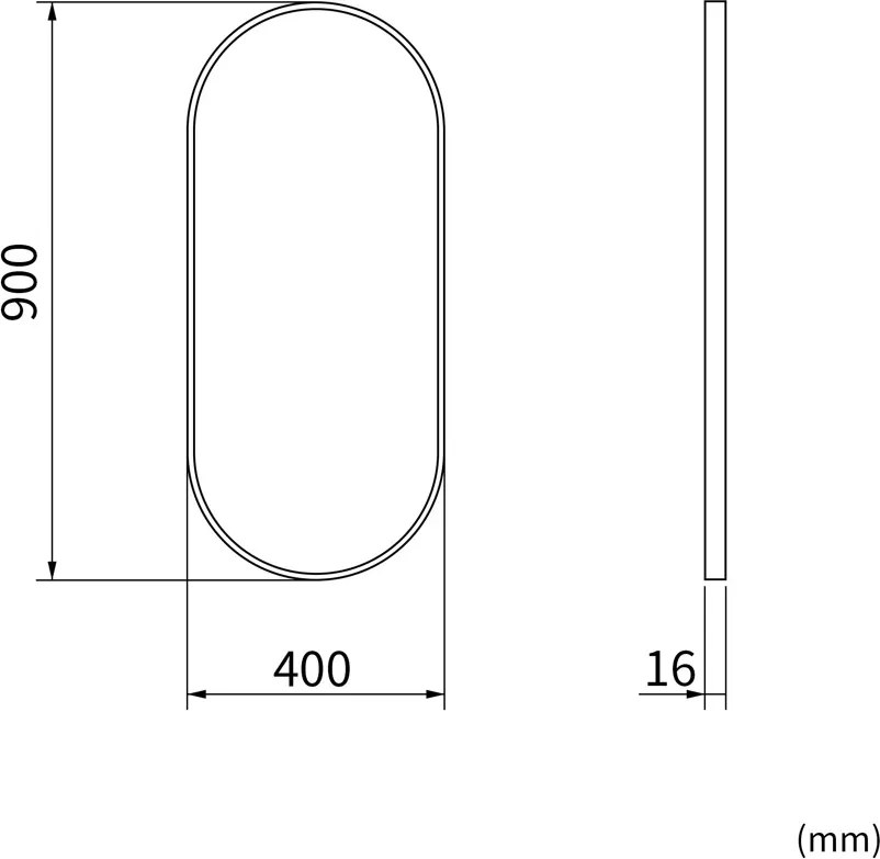 Erga Oval, oválné zrcadlo 40x90cm, zlatý rám, ERG-V01-OVAL-4090-GD