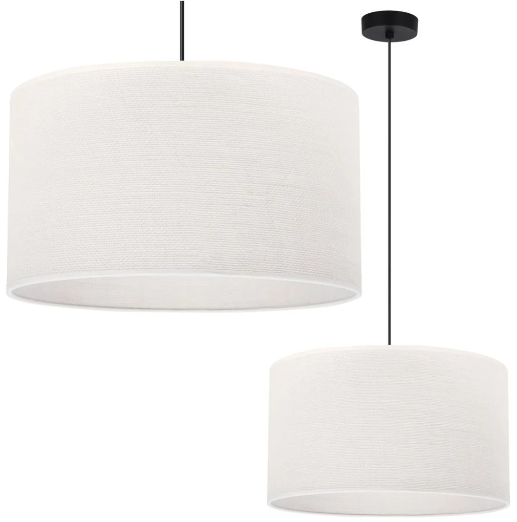 Závěsné svítidlo Juta, 1x bílé jutové stínítko, (fi 40cm), b