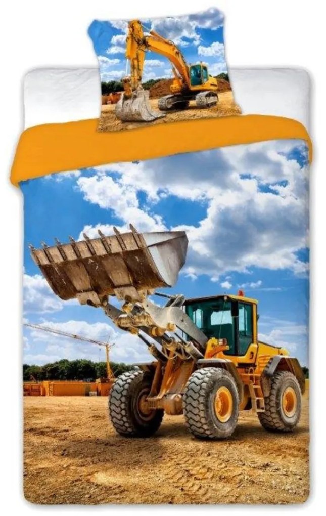 Povlečení bavlněné Deluxe 3D Bagr 200x140cm+90x70cm Faro
