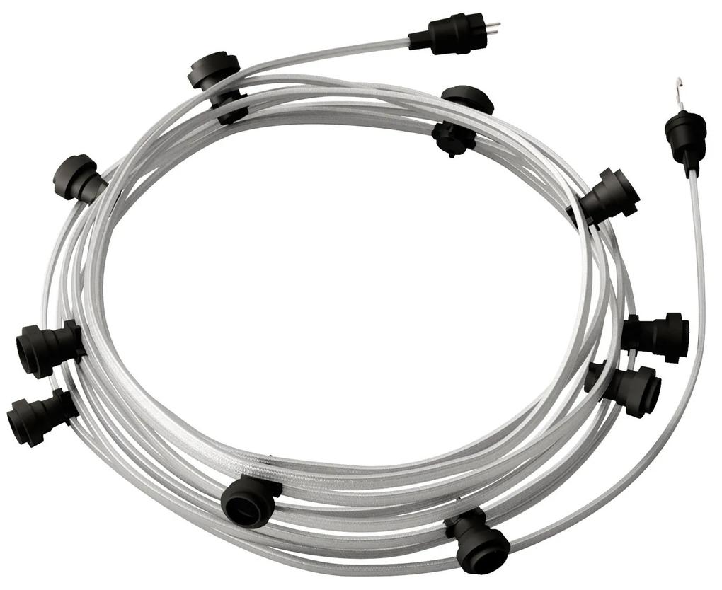 creative cables Hotový světelný řetěz LUMET 12,5 m je sestavený z 10 černých objímek, háčku a zástrčky Barva kabelu: Tmavě zelená - CM21