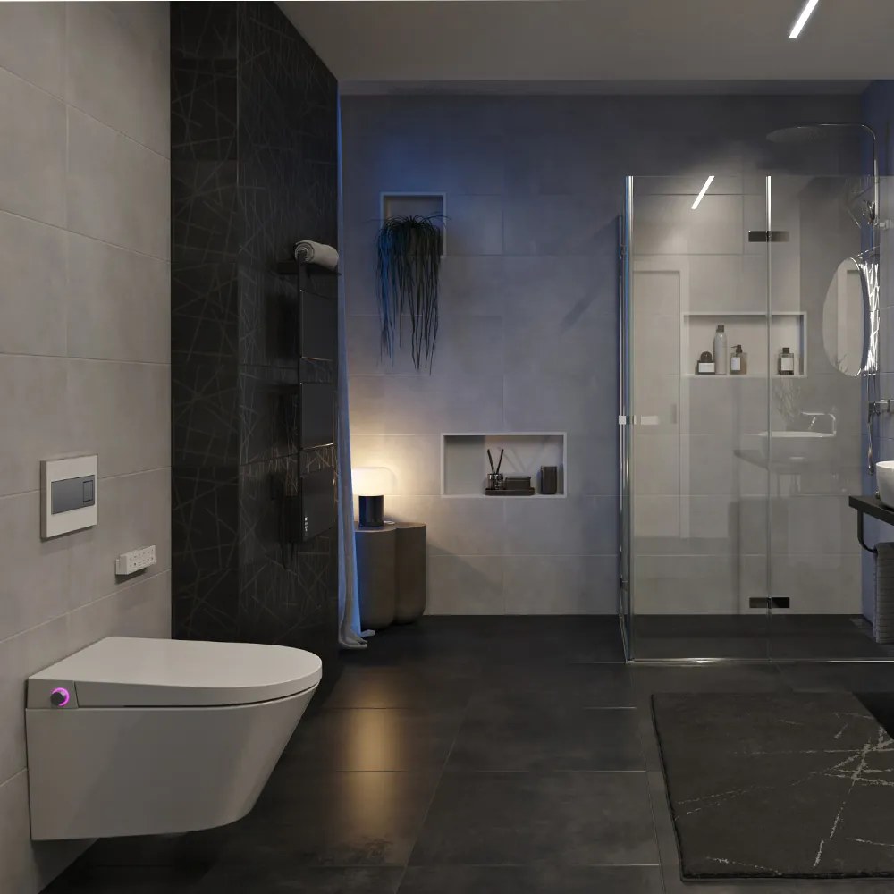 Mereo, Mereo WC s integrovaným elektronickým bidetem, RIMLESS, 592x380x430 cm, keramické, vč. sedátka, MER-VSD110S2