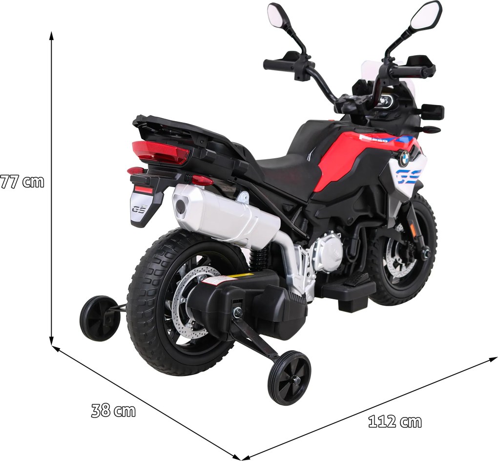 Ramiz Dětská motorka na baterie BMW F850 GS červená + pomocná kolečka + audio LED + pomalý start + EVA