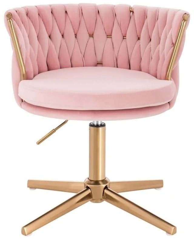 LuxuryForm DESIGN Otočná židle LYON VELUR na zlatém kříži - růžová