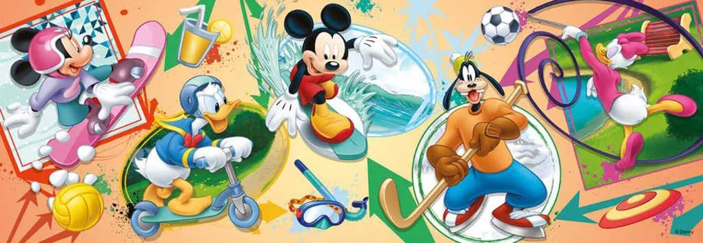 DINO Puzzle panoramatické 150 dílků Mickey s kamarády sportují 66x23cm dn393318