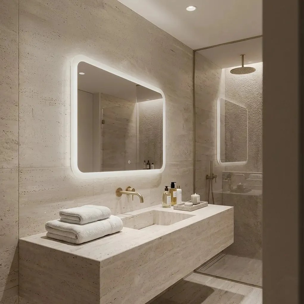 Tutumi Zrcadlo 80x60 cm s regulovatelným LED osvětlením HOM-01522