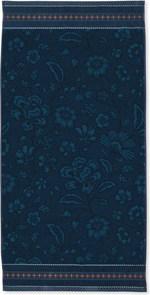 Pip Studio ručníky z bavlněného froté Jasmine Jacquard, tmavě modré (Luxusní ručníky z bavlněného froté v designu Jasmine Jacquard v tmavě modré)