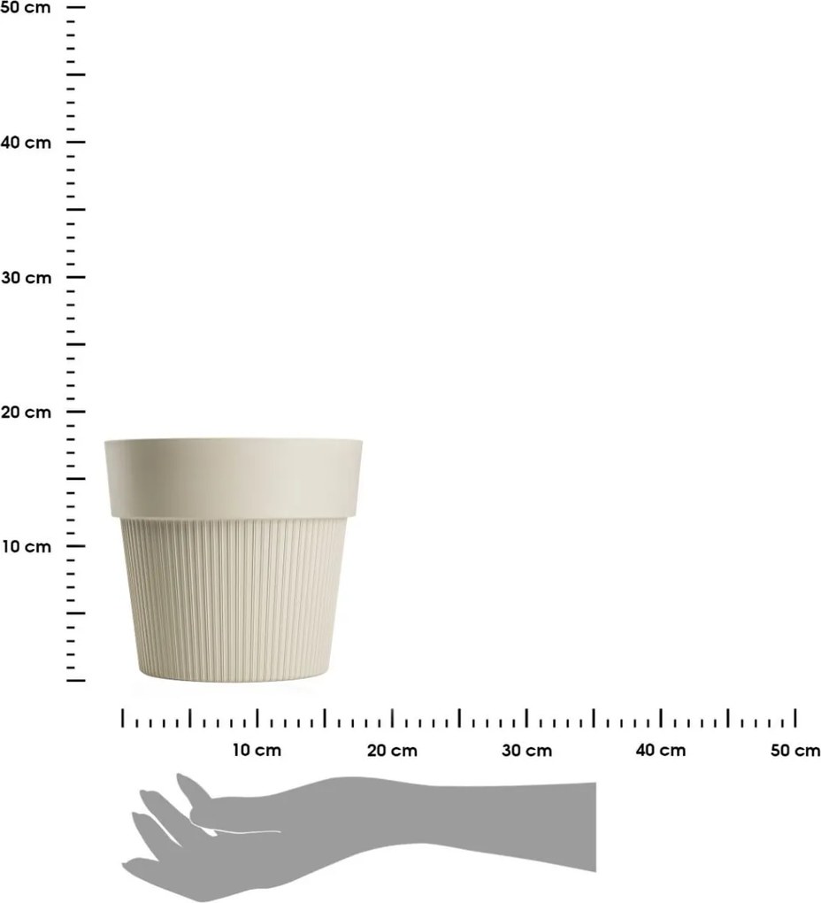 PLASTOVÝ KVĚTINÁČ SILVA LINE 20X17,5 CM BÉŽOVÁ