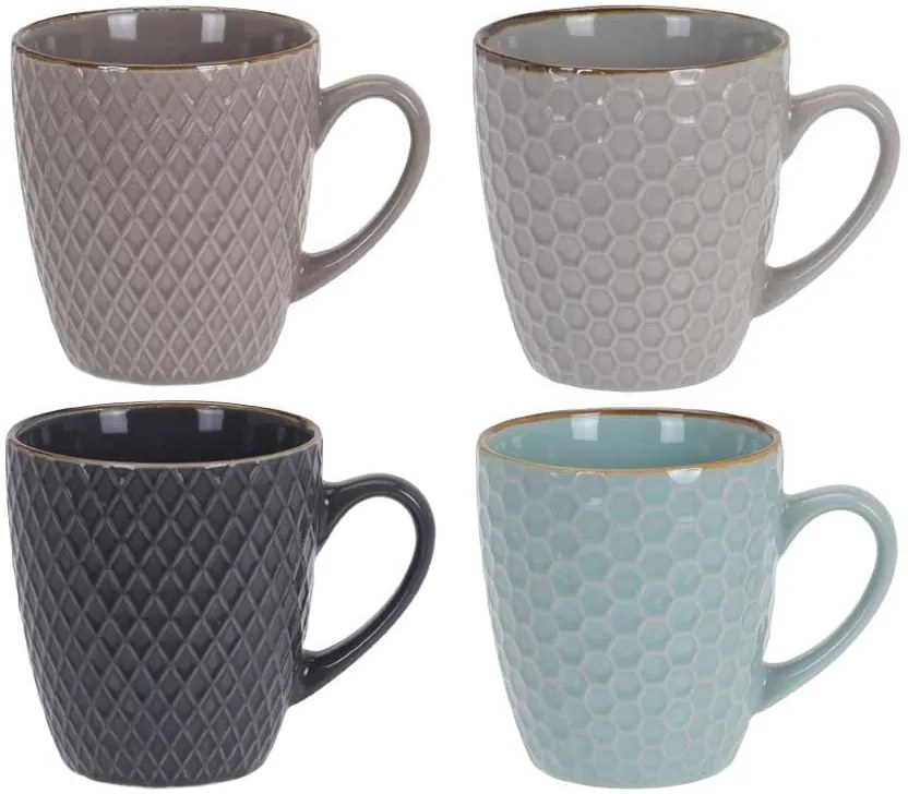 Sada keramických šálků v pastelových barvách, 4 šálky na kávu nebo čaj, dárková kolekce