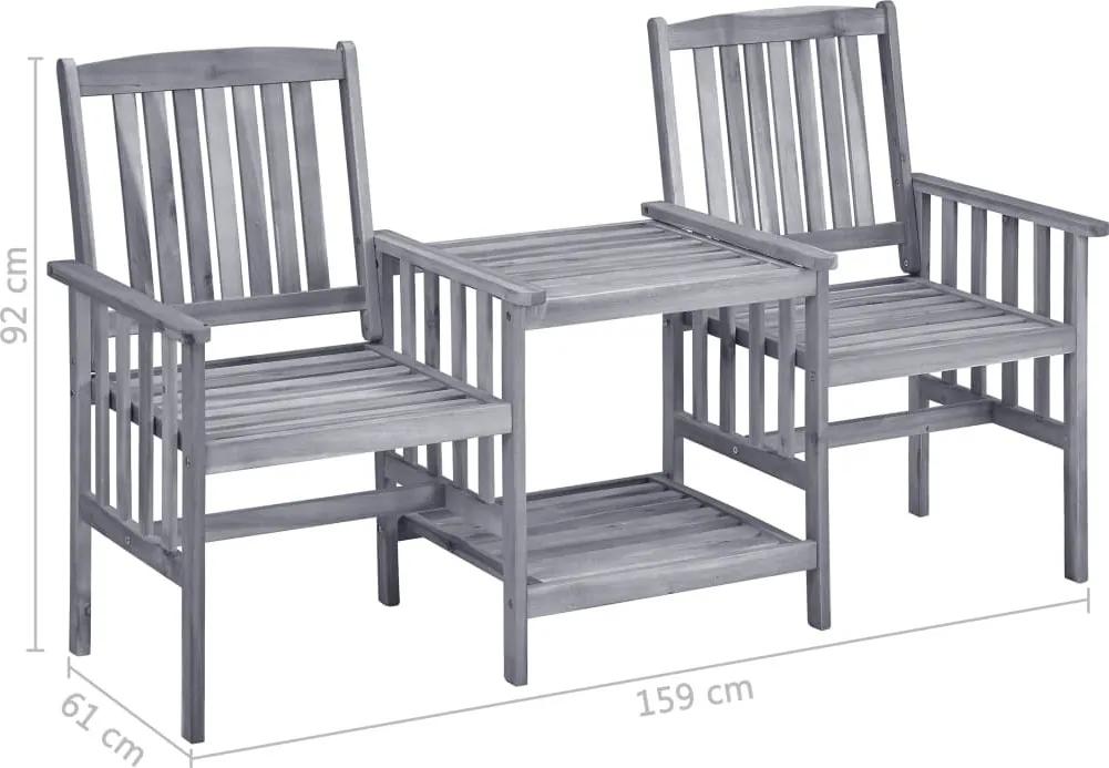 vidaXL Zahradní židle s čajovým stolkem a poduškami masivní akácie [3061318] Barva: Jasně zelená