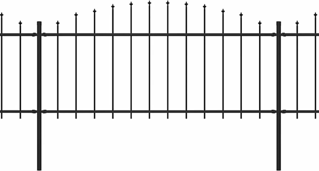 Zahradní plot s hroty ocel (0,5–0,75) x 3,4 m černý 277704