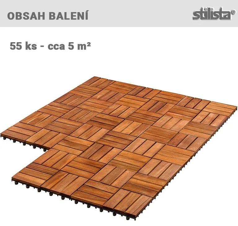 Stilista 90801 STILISTA, Dřevěné dlaždice, mozaika 4 x 3, akát, 55 ks