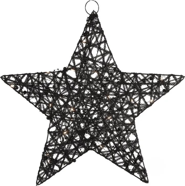 Vánoční dekorace hvězda STARIELLE s LED osvětlením 40 cm, černá