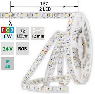 LED pásek McLED 24V RGBW CW studená bílá 12mm IP20 17,3W/m ML-128.632.60.0 (5m)